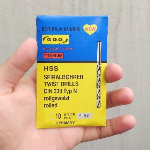 Jual (1 PAK ISI 10 PCS) Mata Bor Besi Baja Kuning 5mm Bor Kuning 5 mm ...