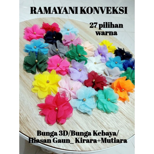 Jual Bunga 3D/Bunga Kebaya/Hiasan Gaun+Mutiara/Kirara 5cm | Shopee ...
