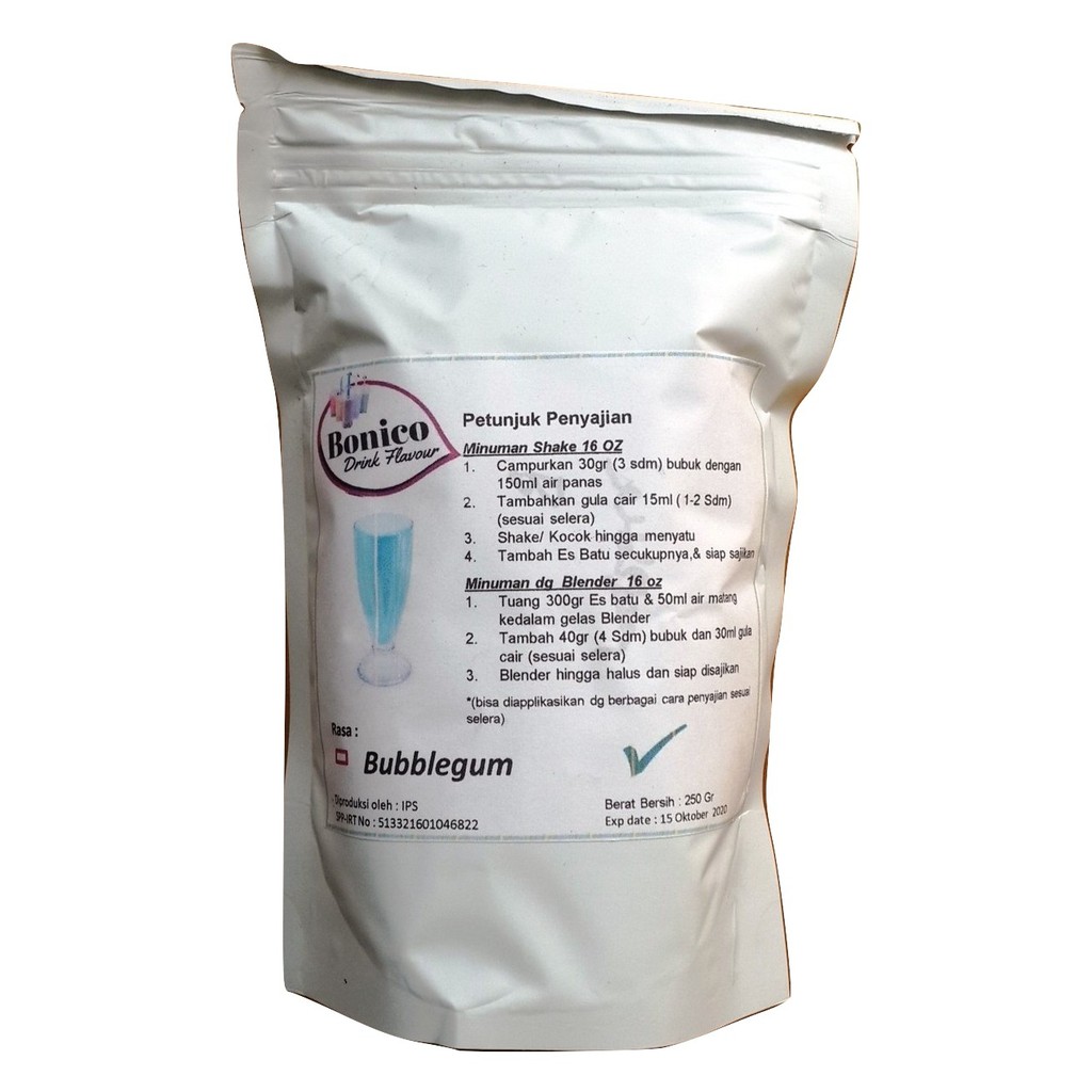 Jual BONICO BUBBLEGUM Powder 250 gr tepung serbuk Bubuk Minuman rasa ...