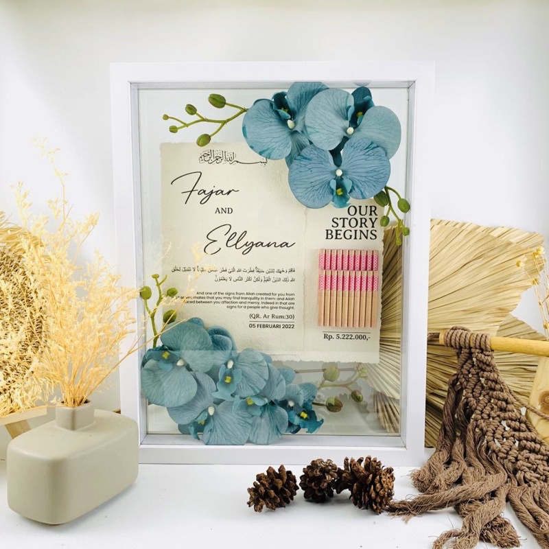 Jual MAHAR ANGGREK UKURAN 30x40 CM PIGURA PUTIH UNTUK NIKAH / WEDDING ...