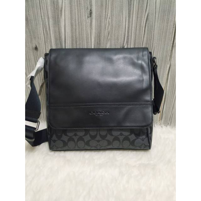Jual Tas Coach Houston Map Crossbody Messenger Signature Charcoal Black ...