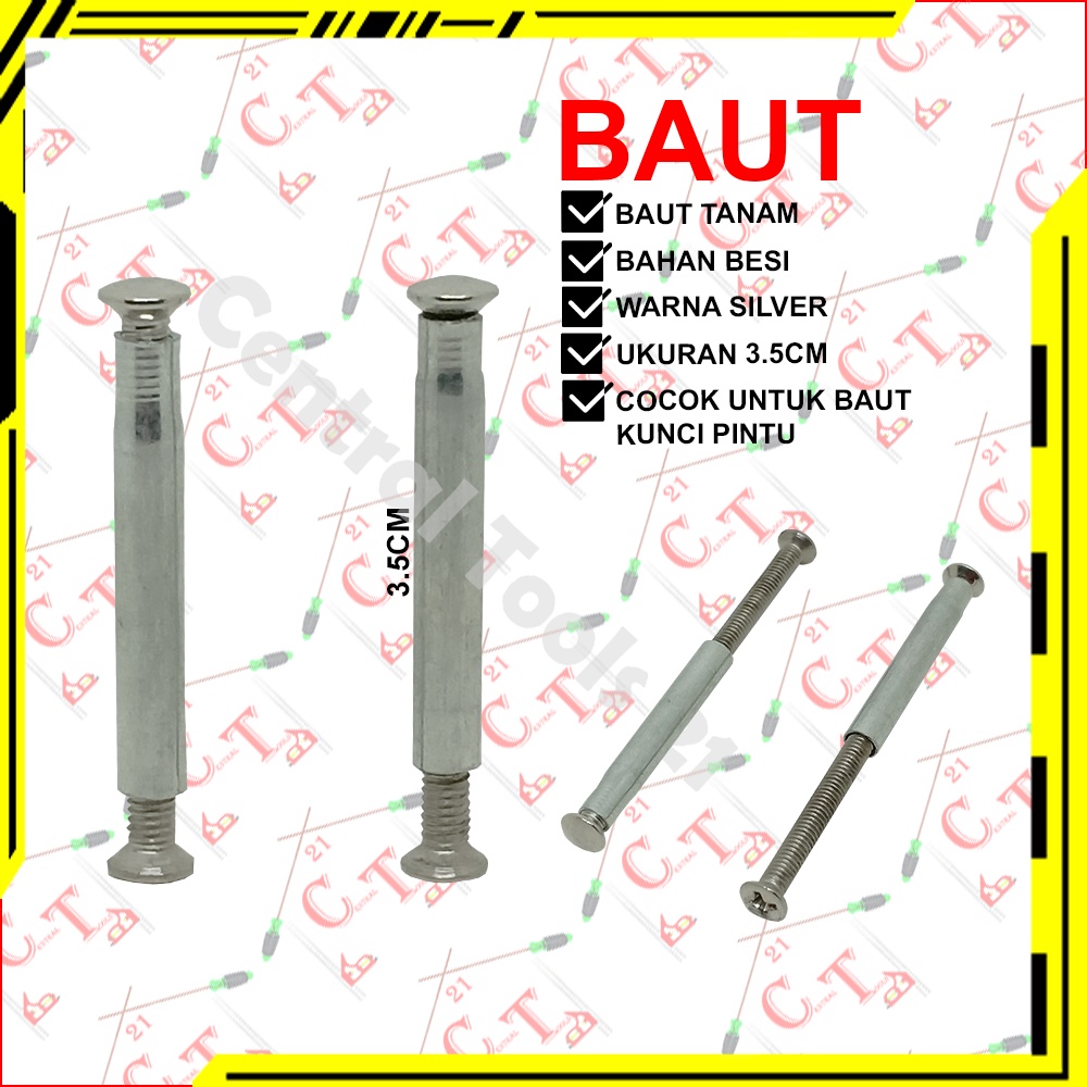 Jual Baut Tanam Skrup Tanam Kunci Pintu Bahan Besi 1 Set 2 Pcs Baut ...