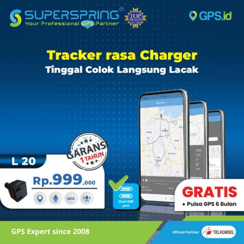Jual GPS SUPERSPRING L20 | GPS TRACKER SUPERSPRING L20 CHARGER LIGHTER (tinggal colok langsung ...