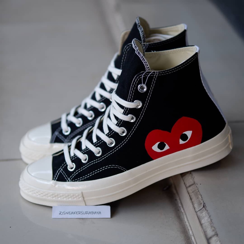 Jual CDG x Converse Chuck Taylor 1970s Hi Black CT 70 CT 70s | Shopee ...