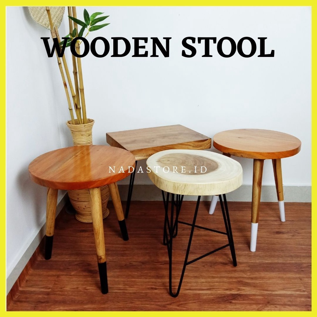 Jual WOODEN STOOL / STOOL KAYU / MEJA KAYU AESTHETIC / MEJA CAFE RUSTIC ...