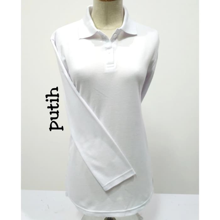 Jual POLO SHIRT POLOSAN WANITA TANGAN PANJANG PUTIH | Shopee Indonesia