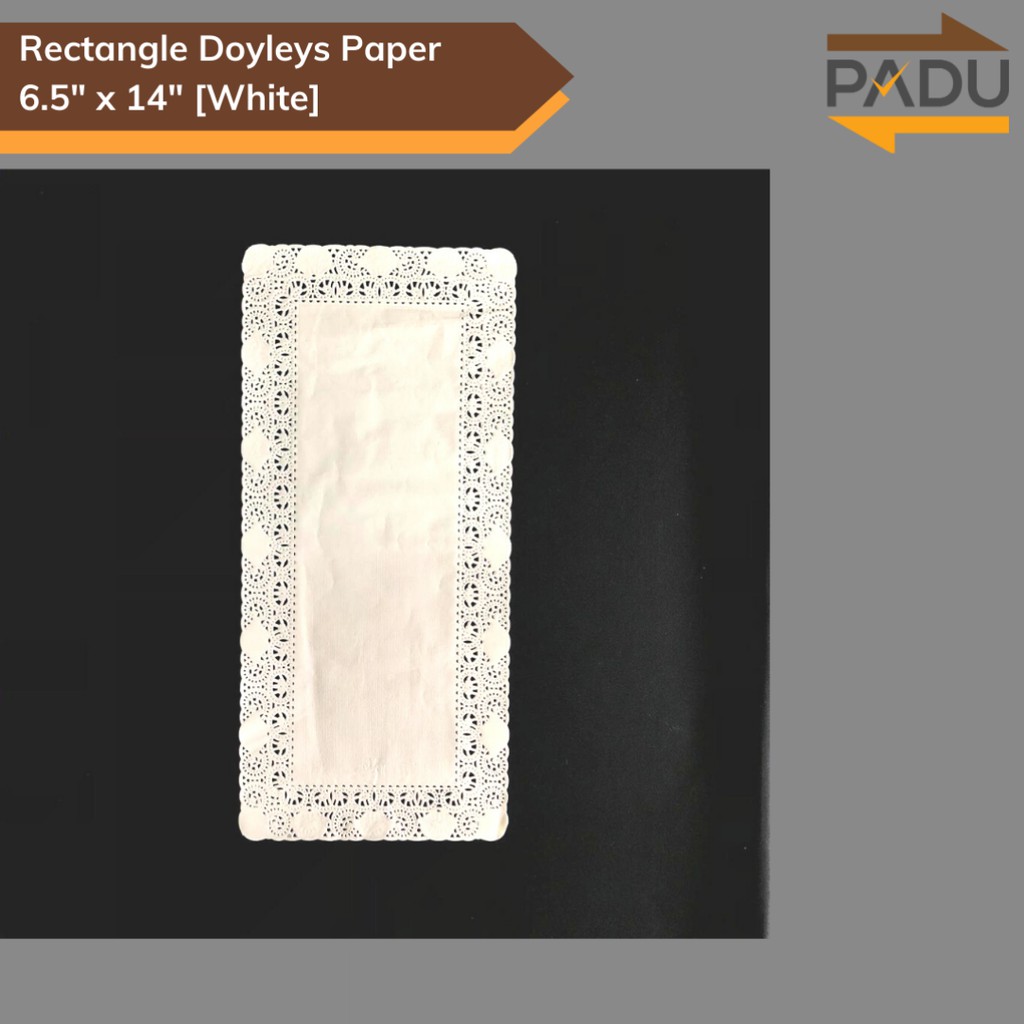 Jual [100 Pcs] Kertas Doyleys Persegi Panjang 6.5" x 14" Inci (Putih) - Kertas Renda / Alas ...