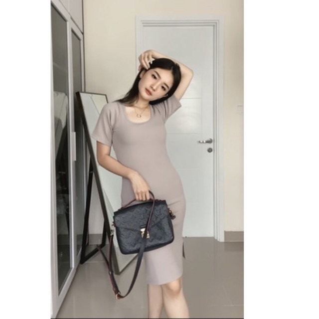 Jual Daphne Rib Knit Midi Dress (dress rajut knit bodycon wanita ...