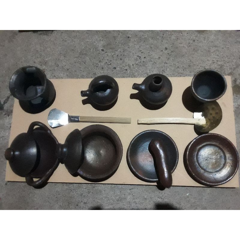 Jual 1 Set Alat Masak Pasaran anak Gerabah Tanah Liat mainan ...