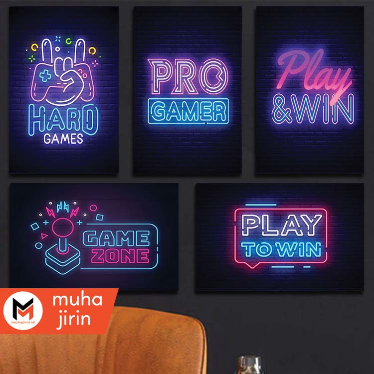 Jual [20x29] Poster Neon Gamer Game Kamar Cowo Cewe Aestetic Hiasan ...