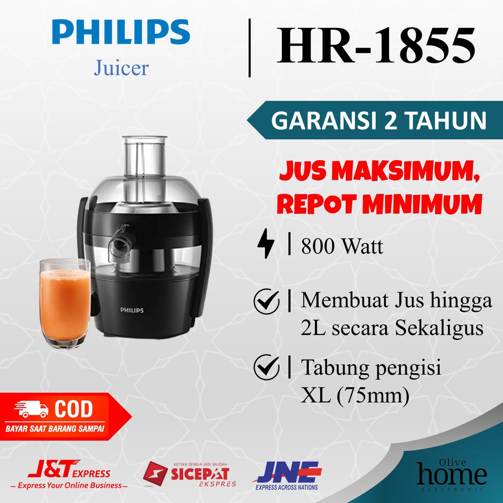 Jual JUICER EXTRACTOR PHILIPS VIVA COLLECTION HR 1855 GARANSI RESMI 2 ...