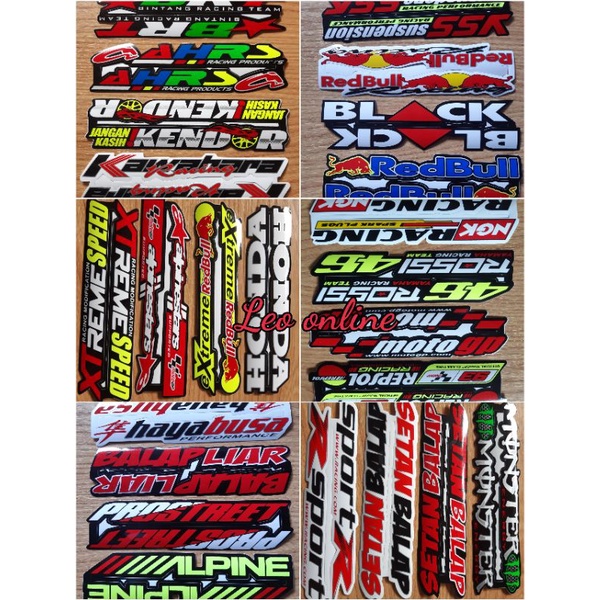 Jual stiker motor tulisan mendatar racing isi 10 lembar campur | Shopee ...
