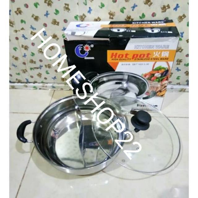 Jual Panci suki/panci shabu 30cm/panci sekat 30cm stainless | Shopee ...