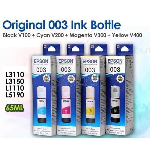 Jual Tinta EPSON 003 ORIGINAL (BK,C,M,Y) L1110 L1210 L3110 L3210 L3150 ...