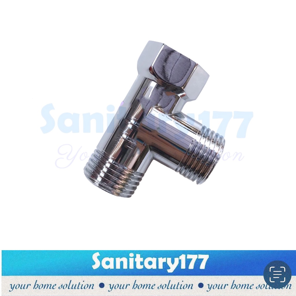 Jual Nepel T kuningan chrome 302- nepel tee kran air T sambungan shower ...