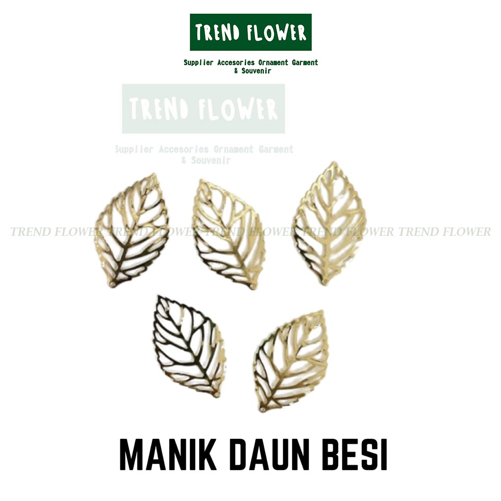 Jual Manik-Manik Daun bahan besi emas lubang bolong per 20 biji untuk ...