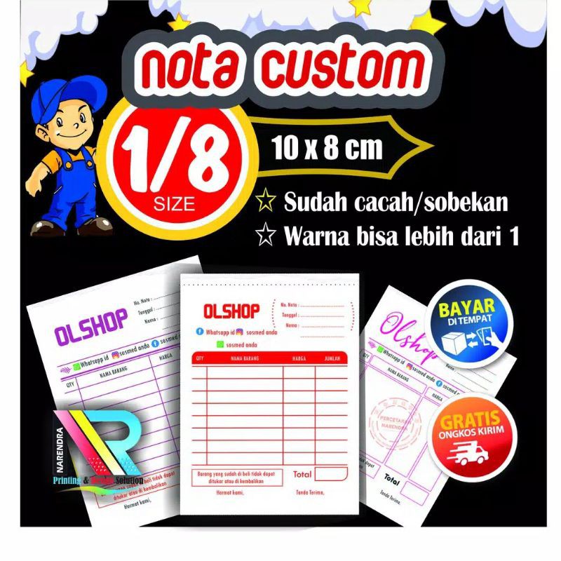 Jual NOTA CUSTOM 1/8 Folio | 100 lbr | Full Color | Gratis Garis Cacah ...