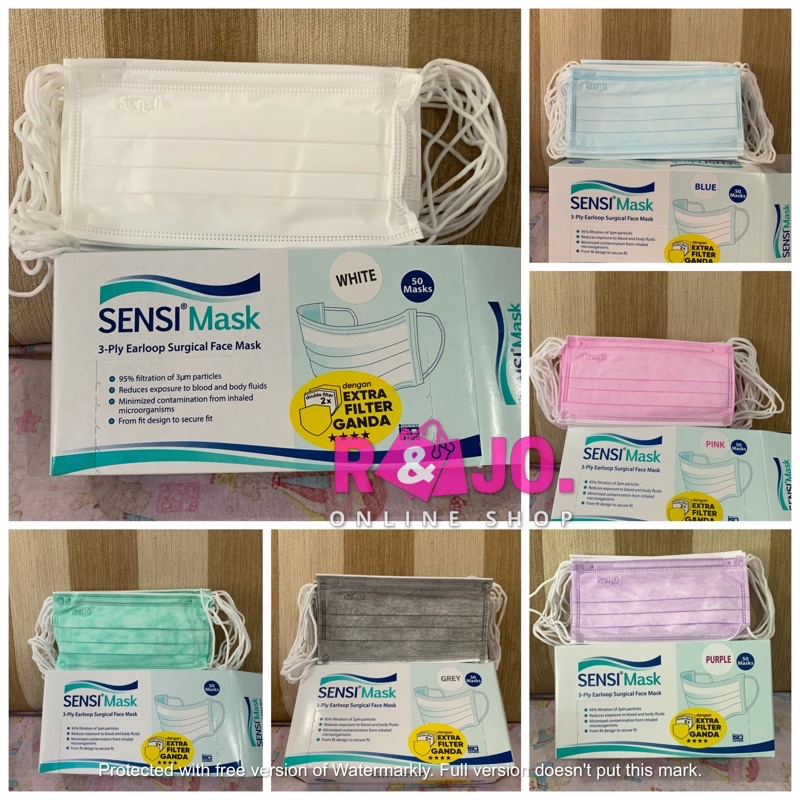 Jual MASKER SENSI EARLOOP ISI 50 pcs SURGICAL FACE MASK WARNA | Shopee ...