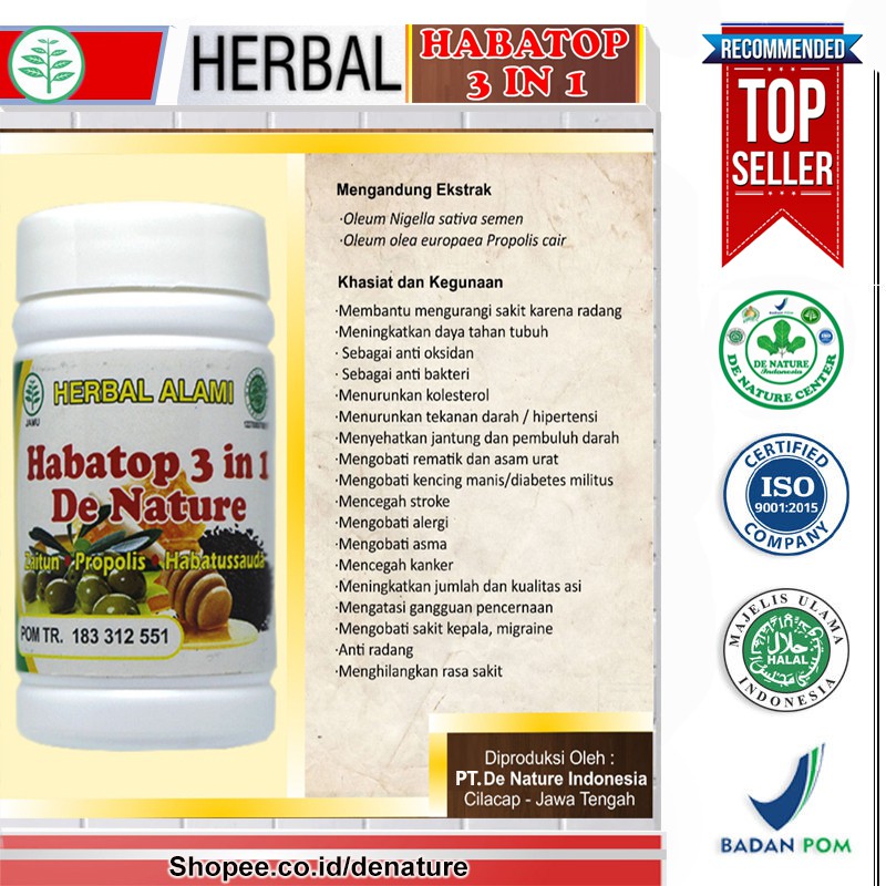 Jual HABBATUSSAUDA KAPSUL Herbal HABATOP 3 in 1 Obat Denature ...