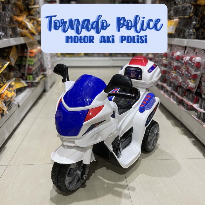 Jual Toko Mainan ALFA Motor Aki Tornado Polisi Putih TRP | Shopee Indonesia