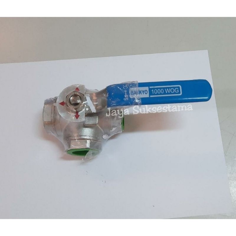 Jual Ball Valve Sankyo 3 way Ss316 Drat 3/4" inch / Ball Valve three ...