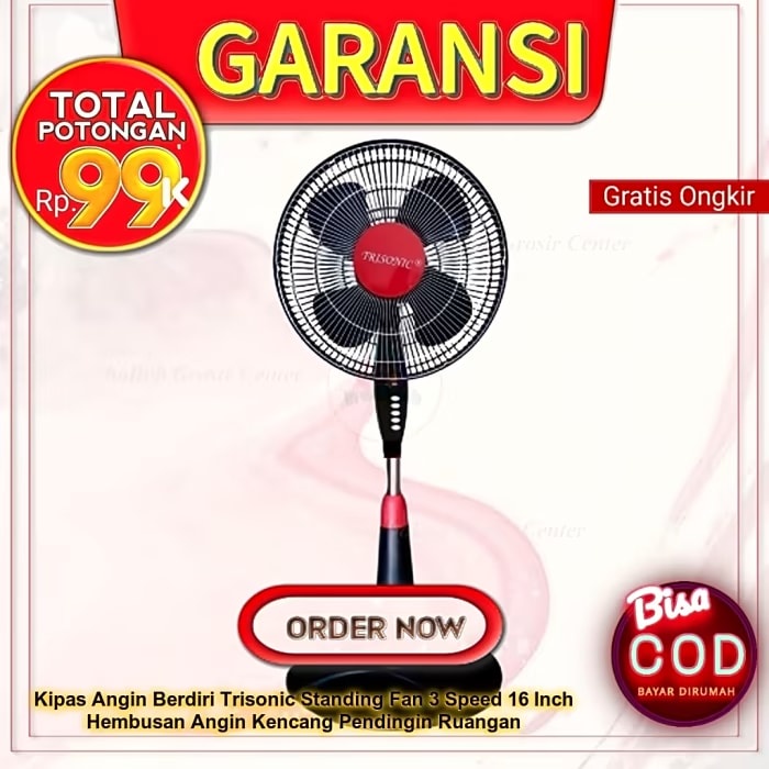 Jual Kipas Angin Berdiri Trisonic Standing Fan 3 Speed 16 Inch Hembusan ...