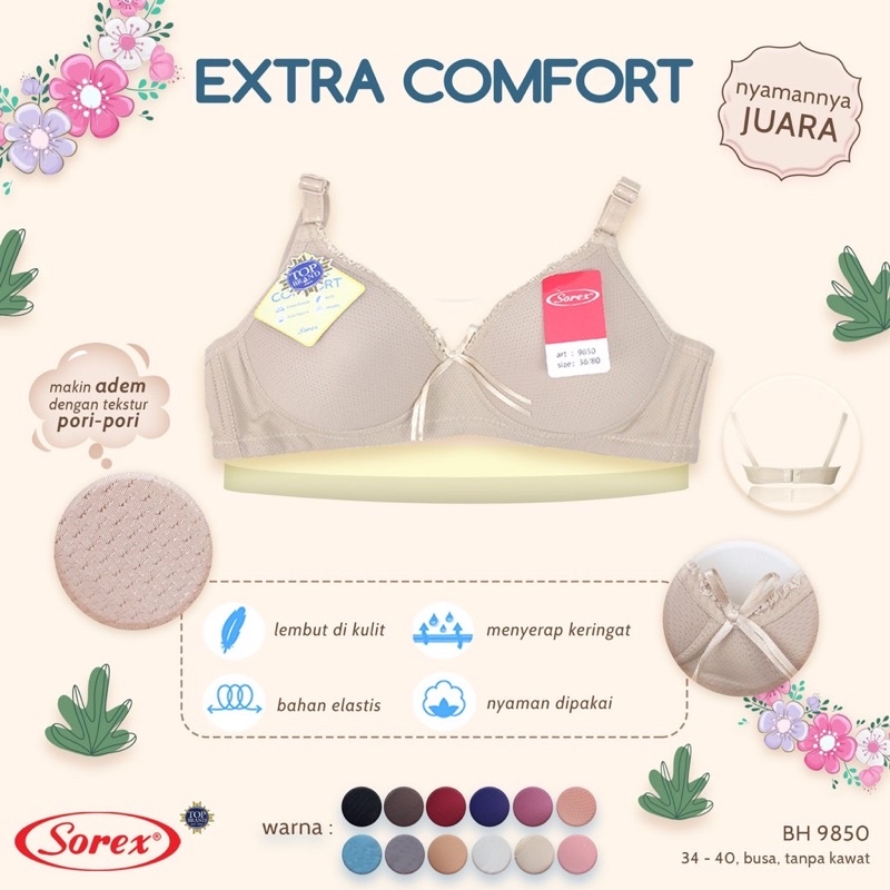 Jual bh sorex 9850 | bh busa wanita | bra tanpa kawat | Shopee Indonesia