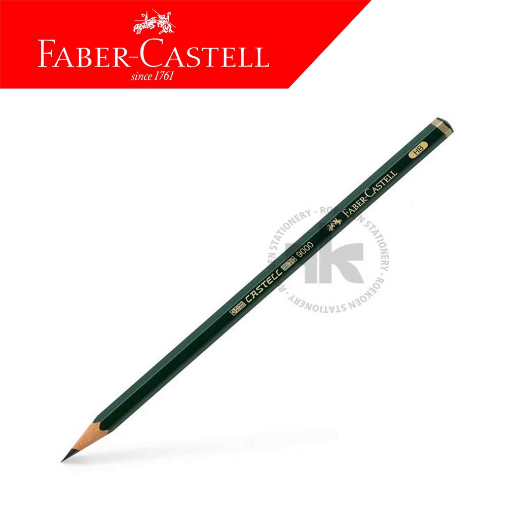 Jual Faber Castell 9000 Hexagonal Pensil HB Polos Hijau Strip Emas ...