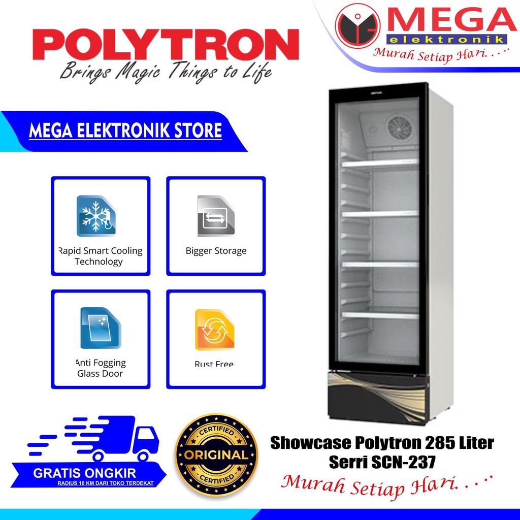 Jual SHOW CASE POLYTRON SCN 237 / SCN237 KAPASITAS 261 LITER | Shopee ...
