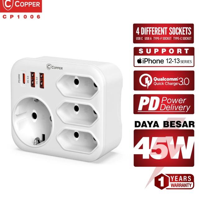 Jual Copper Cp1006 Wall Outlet Extender | Fast Charging Power Delivery ...