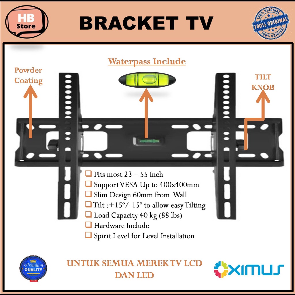 Jual Bracket Breket TV LED 32 40 42 43 50 55 Inch Tebal dan Kokoh ...