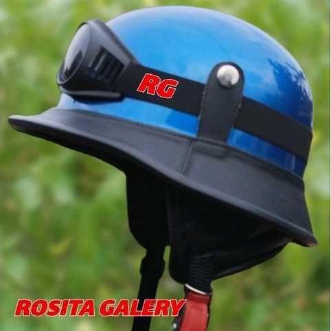 Jual helm retro milenial nazi crazy biru glosy/helm retro/helm nazi ...