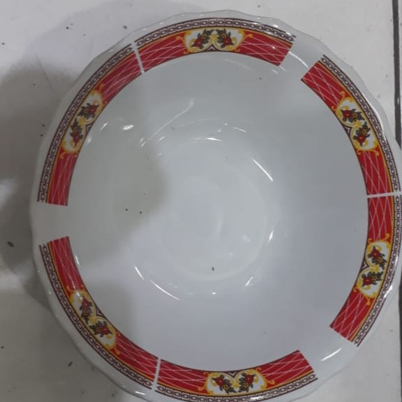 Jual MANGKOK MAKAN MOTIF BUNGA LIST MERAH MOTIF LUSINAN 12 PCS | Shopee ...
