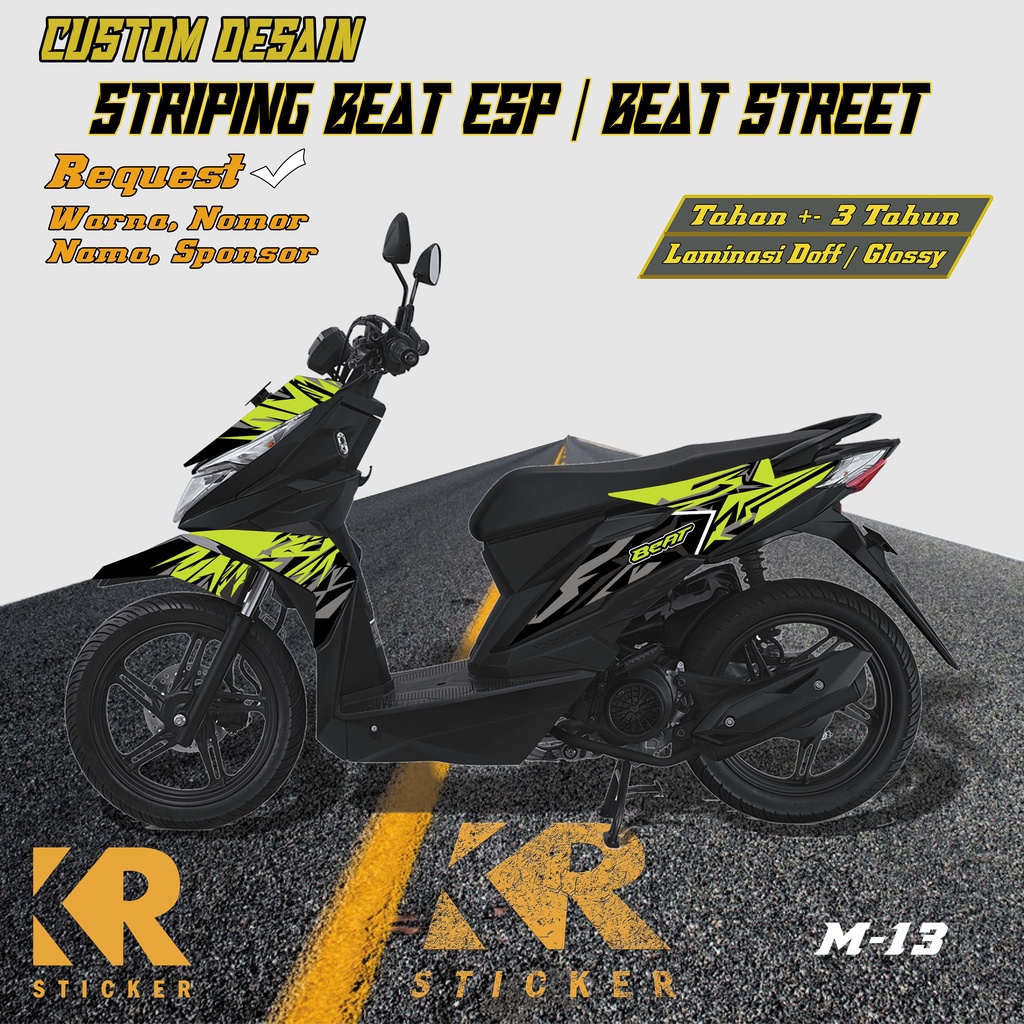 Jual Stiker STRIPING beat esp / beat street Req nama, warna, nomor ...