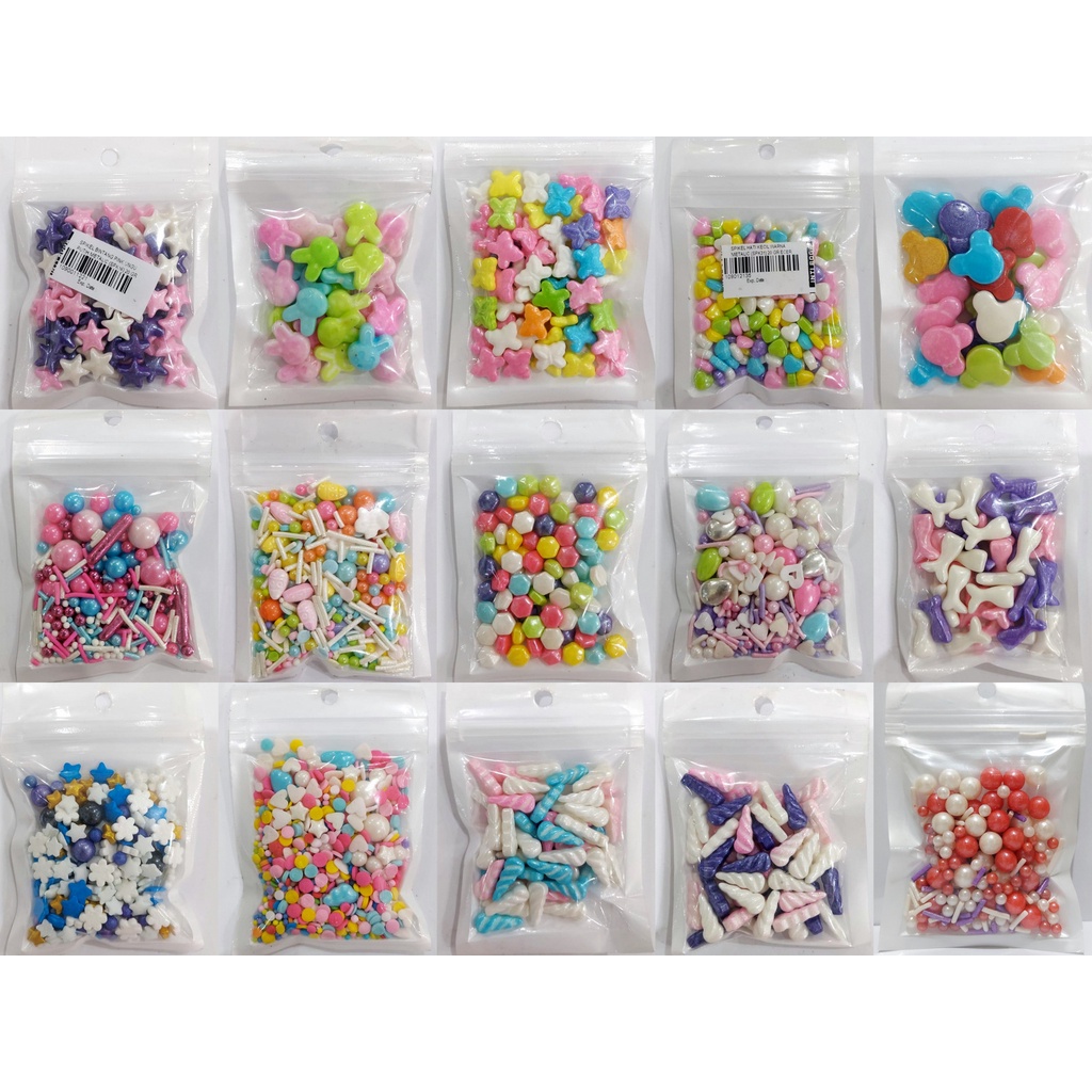 Jual Sprinkle Spikel Trimit Aneka Bentuk & Warna 20gr – Topping Cake ...
