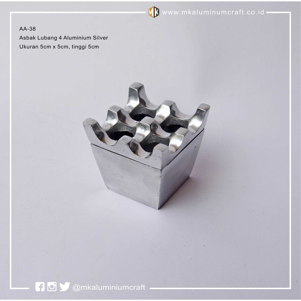Jual Ashtray - Asbak Aluminium Kotak Lubang 4 warna Silver - AA38 - MK Aluminium | Shopee Indonesia