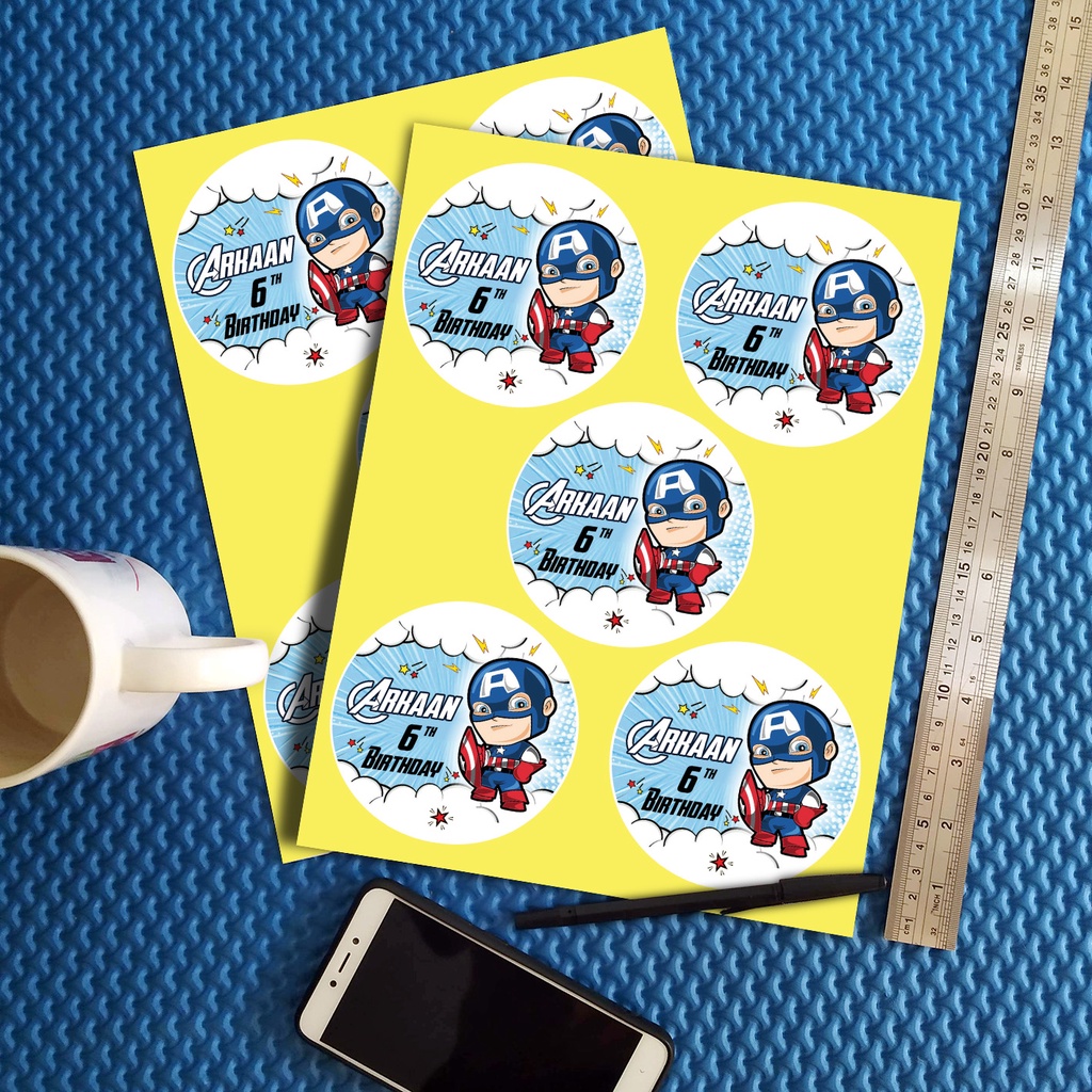 Jual STIKER ULANG TAHUN ANAK CUTE CAPTAIN AMERICA KAPTEN AMERIKA ...