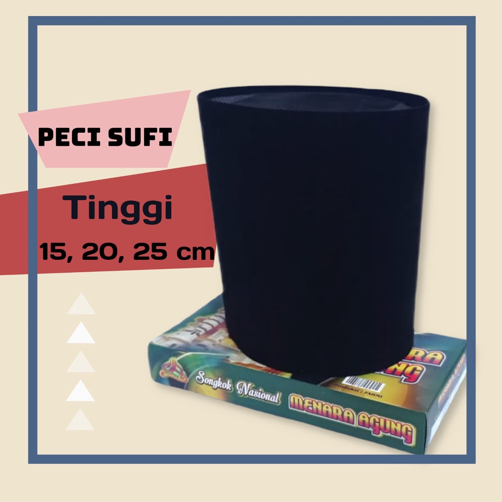 Jual Peci Songkok Kopiah Hitam Polos Sufi Tinggi 15 20 25 cm Dewasa Murah Original | Shopee ...