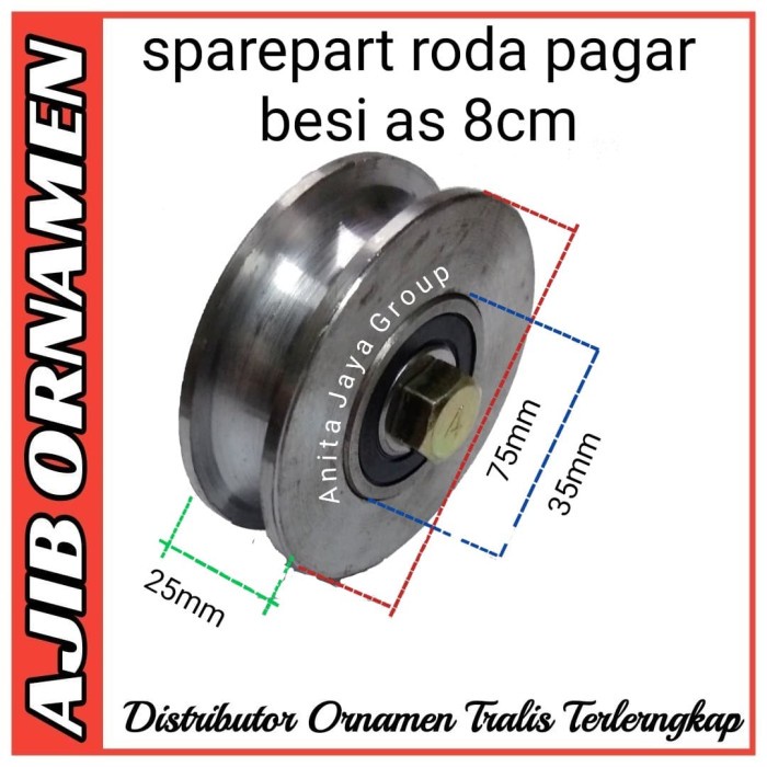 Jual roda pagar besi as 8cm rell behel Rodanya saja roda only | Shopee ...