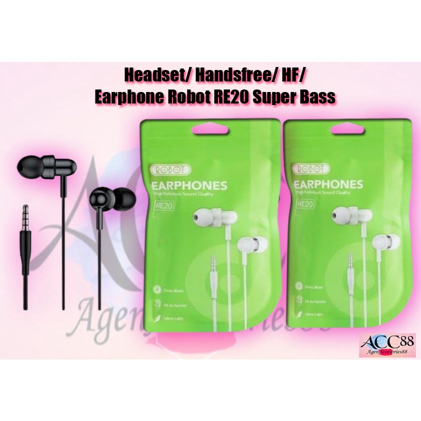 Jual Headset/ Handsfree/ HF/ Earphone Robot RE20 Super Bass | Shopee ...