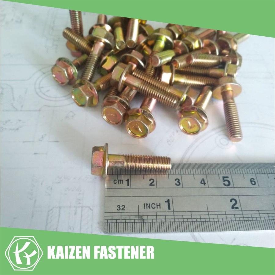 Jual M6x25 Flange Bolt Kuning (Baut Topi) | Shopee Indonesia