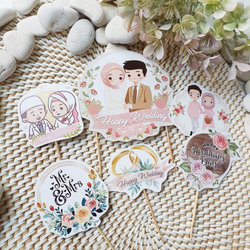 Jual SK Muslim Wedding Islamic Birthday Cake Topper Cupcake Pudding ...