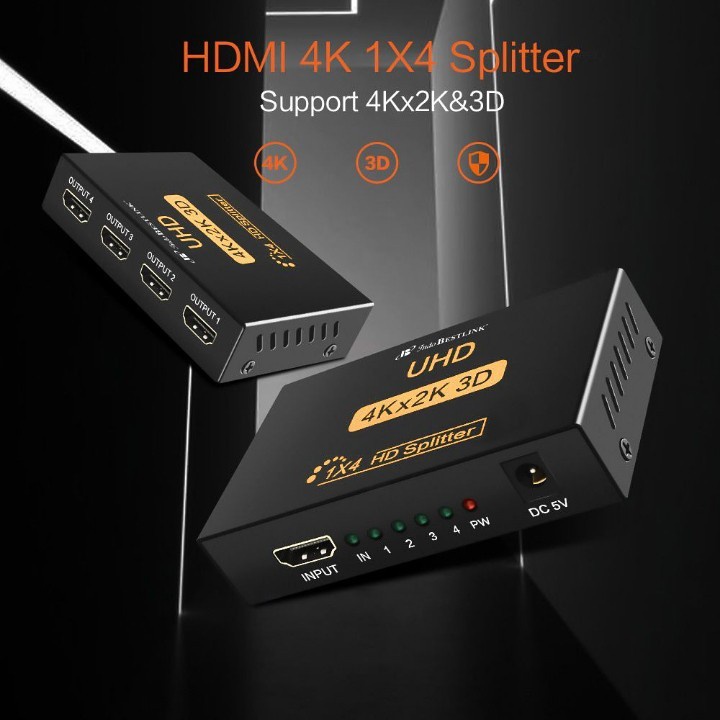 Jual HDMI Splitter 4 Port Full HD 4K | HDMI Spliter 1 In 4 Out | Shopee ...