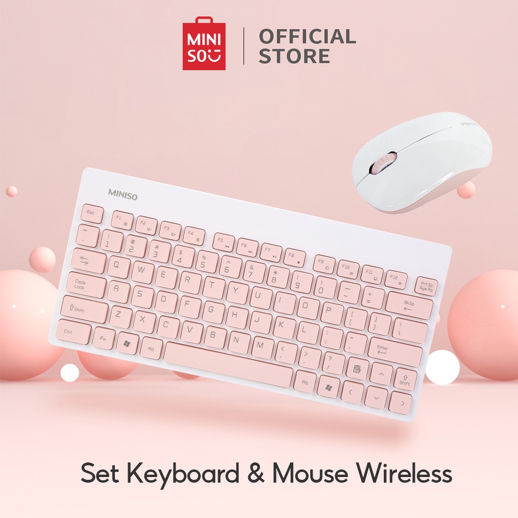 Jual MINISO Set Keyboard dan Mouse Wireless Mini Computer Laptop Combo Keyboard Mouse USB ...