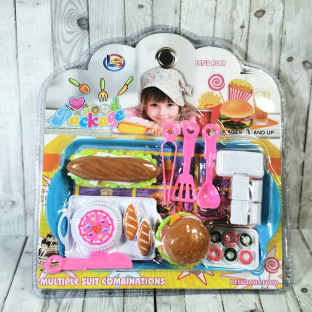 Jual Mainan Miniatur makanan masak-masak burger sandwich roti susu food ...