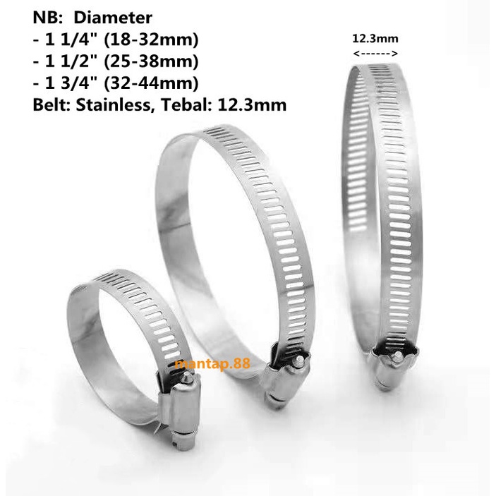 Jual Klem Selang Stainless / Hose Clamp 1 1/4", 1 1/2" , 1 3/4" (Tebal ...