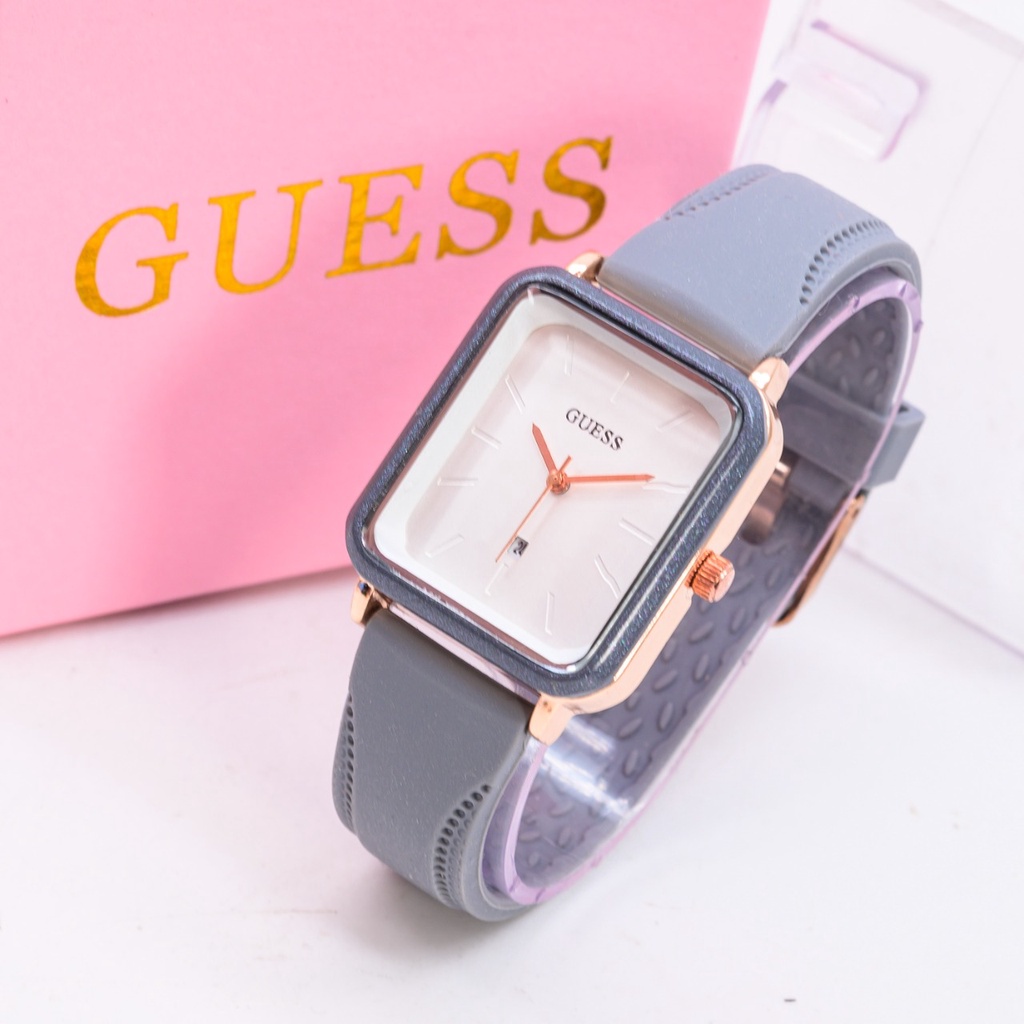Jual Guess Jam Tangan Wanita 3554HB Tali Rubber Tanggal Aktif Free Box ...