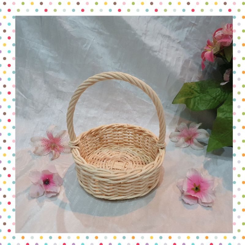 Jual K49XS - Keranjang rotan PREMIUM bulat tangkai kecil XS 13x5 cm ...