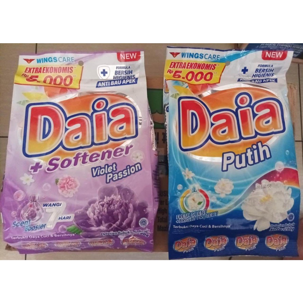 Jual Deterjen Daia + Softener & Daia putih 280 gr kemasan ekonomis ...