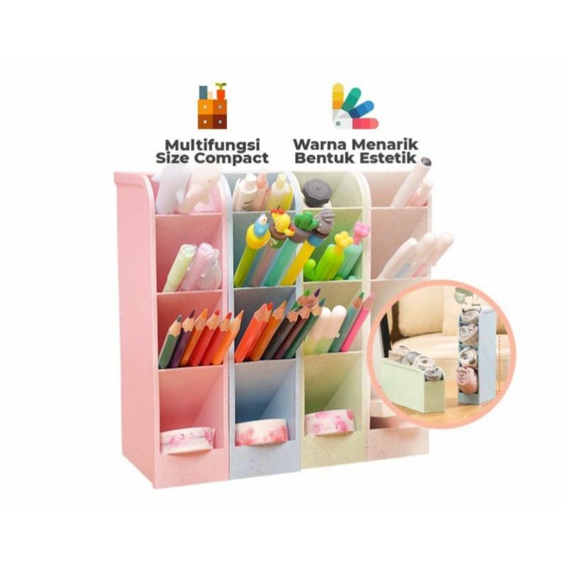 Jual Rak Mini 4 Sekat/Rak Warna 4 Sekat/Tempat Penyimpanan Pulpen ...